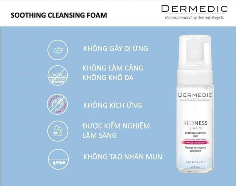 Dermedic REDNESS Calm Soothing cleansing foam 150ml | Bọt rửa mặt cho ...