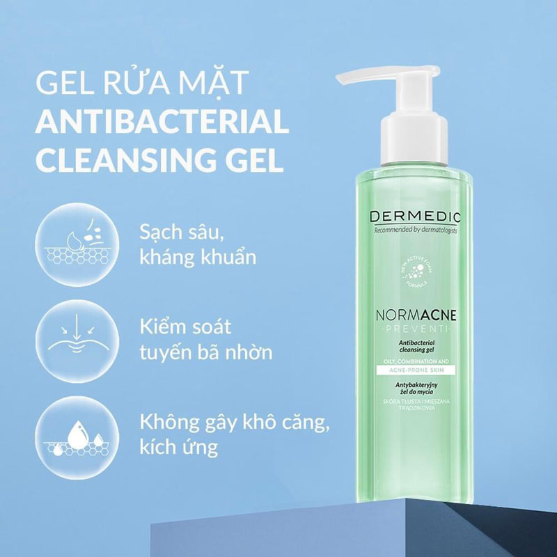 Sữa rửa mặt Dermedic normacne antibacterial cleansing gel - Dr.Da liễu ...